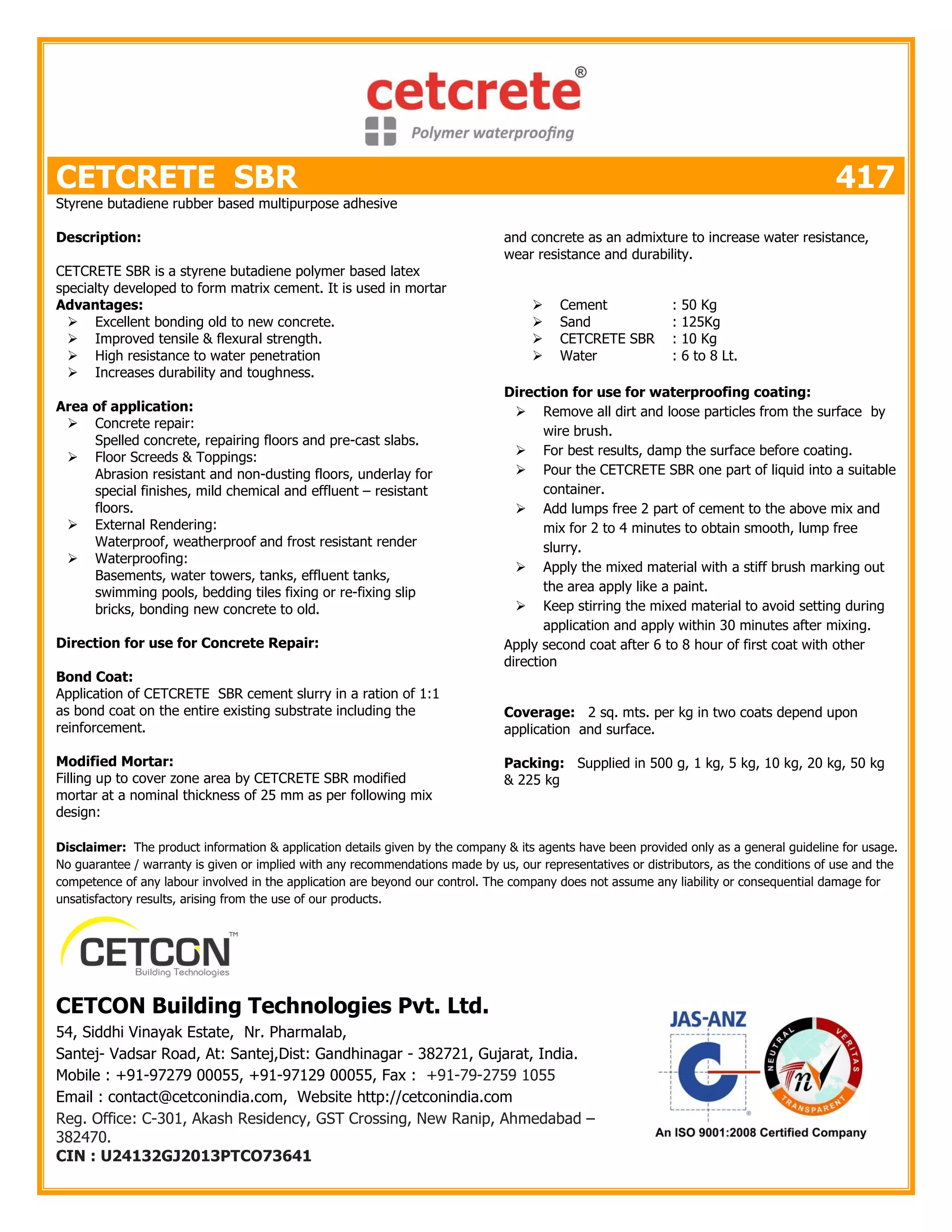 Styrene butadiene rubber based multipurpose adhesive | PDF