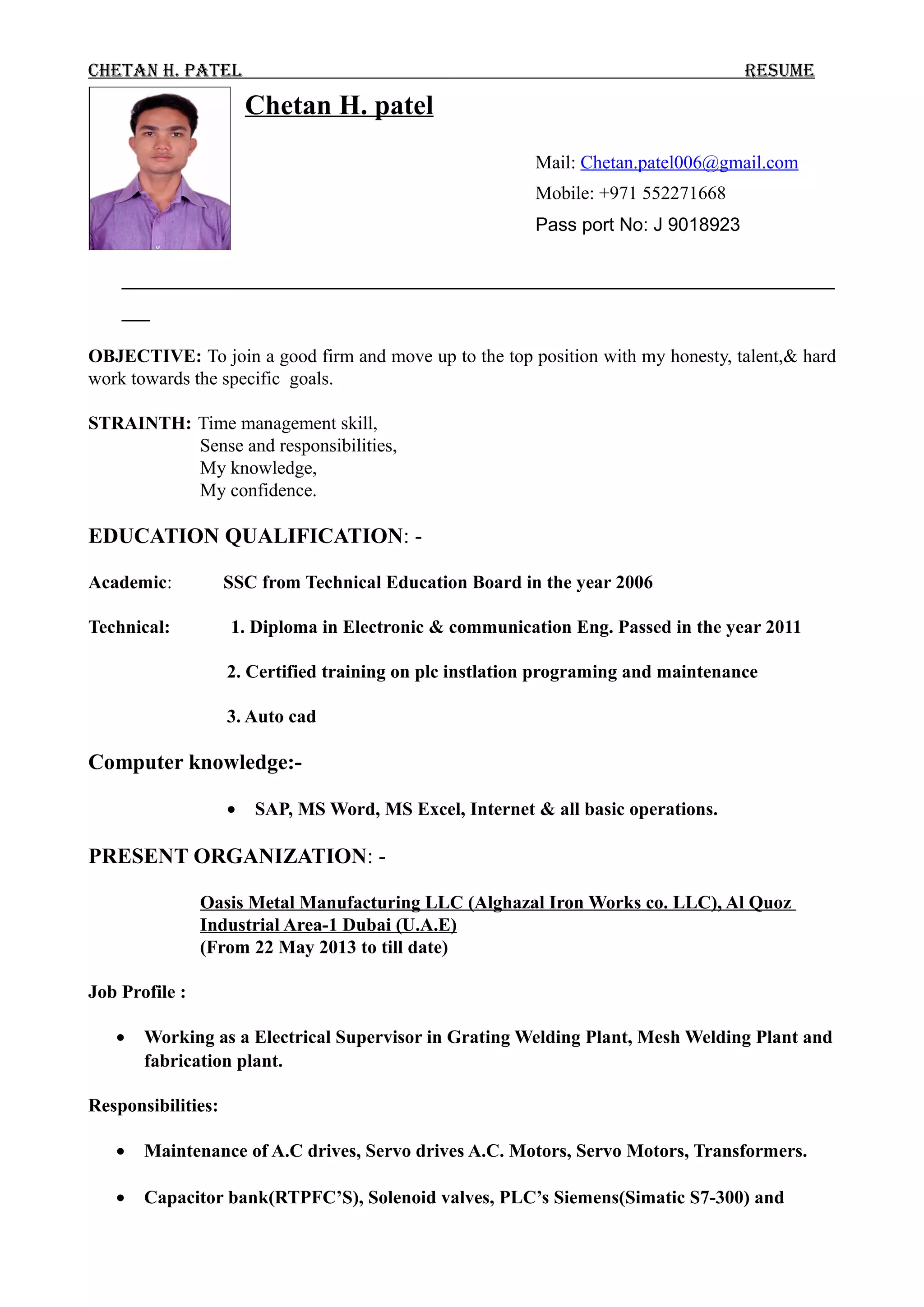 chetan patel_update | DOC