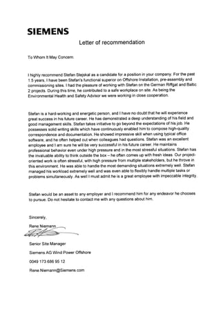 Letter of recommendation SIEMENS | PDF