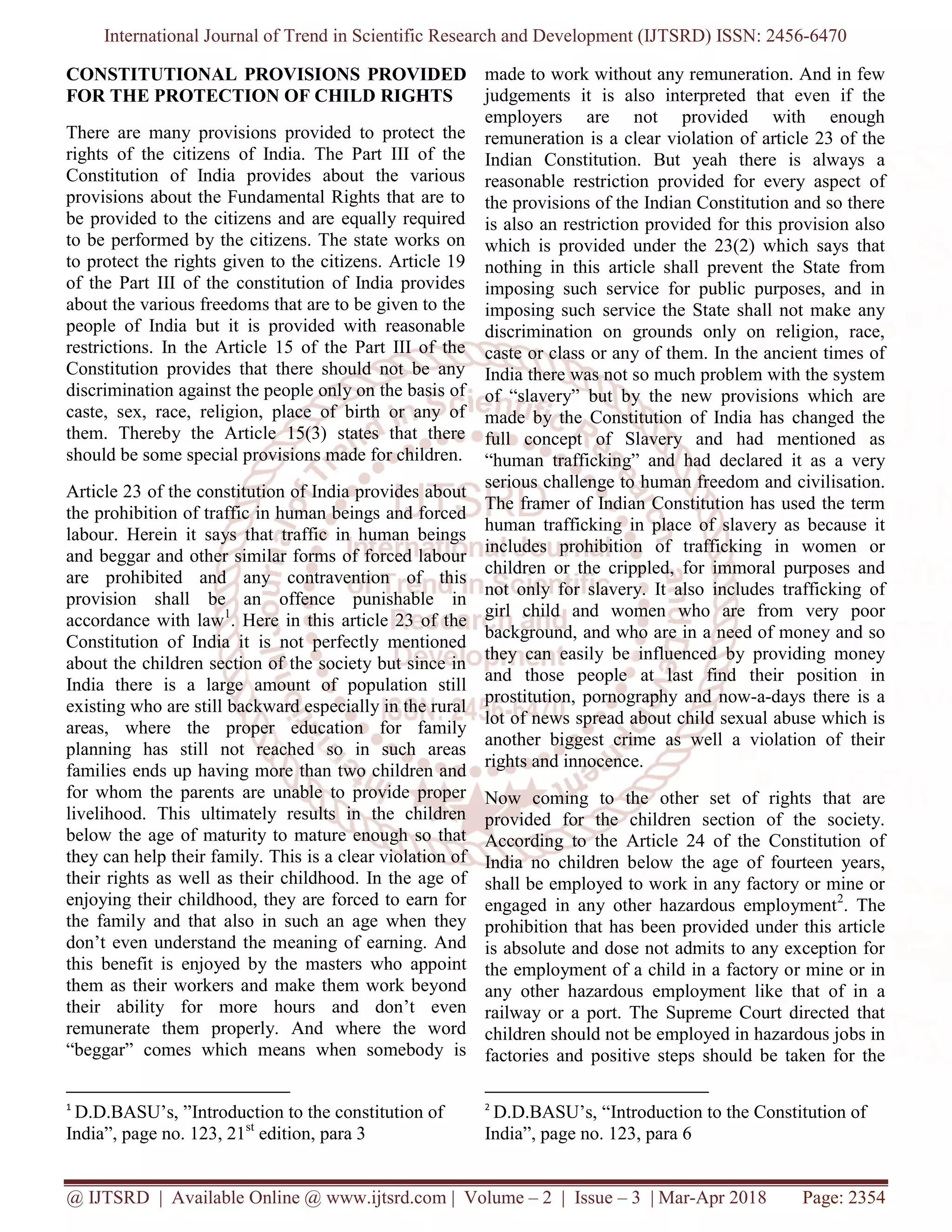 Awareness Needed to Protect the Child Rights in India | PDF