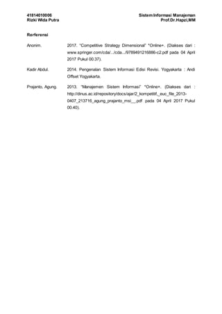 Elearning 4, Pertemuan 5, SIM, Rizki Wida Putra, Hapzi Ali, Competitive ...