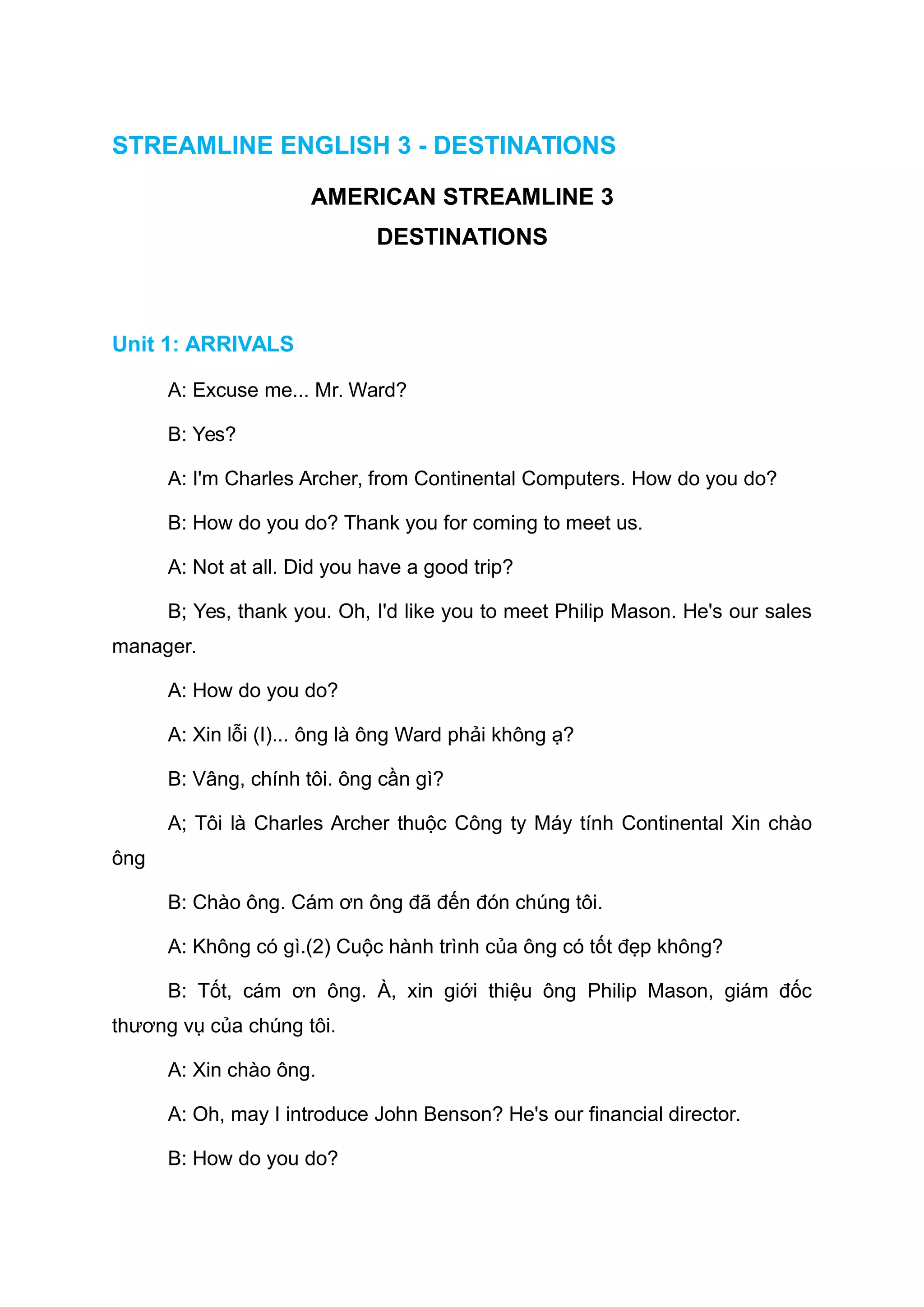 STREAMLINE ENGLISH 3 - DESTINATIONS | PDF