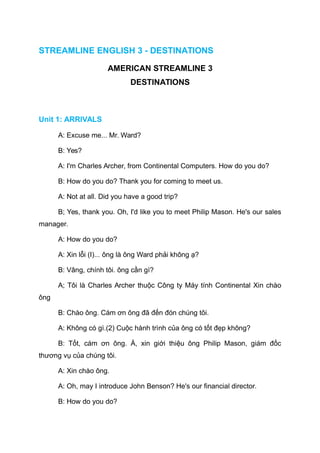 STREAMLINE ENGLISH 3 - DESTINATIONS | PDF