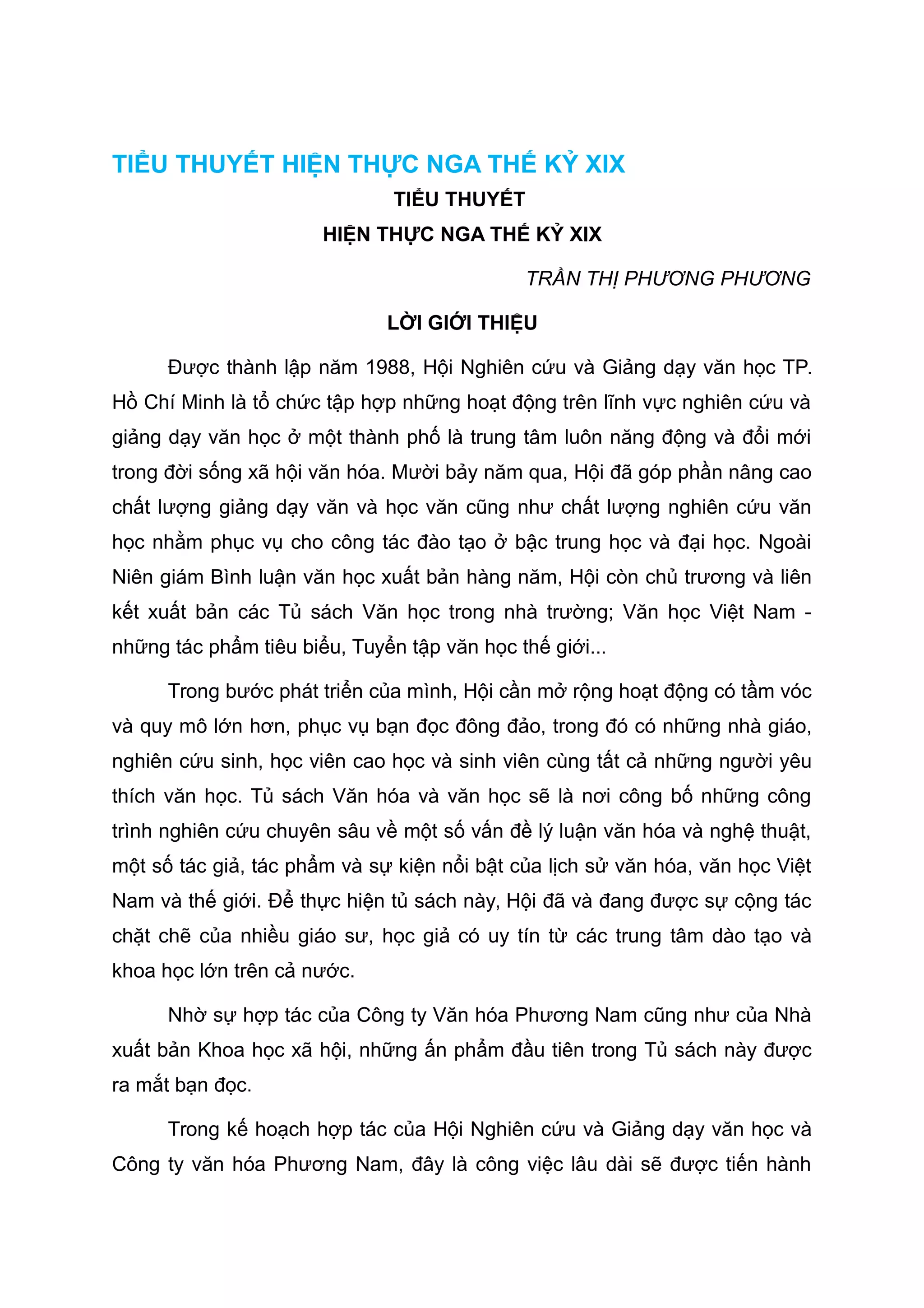 TIỂU THUYẾT HIỆN THỰC NGA THẾ KỶ XIX | PDF