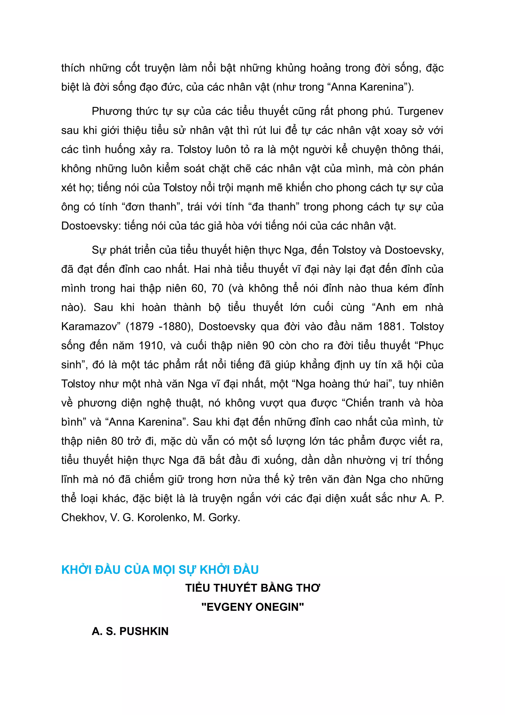 TIỂU THUYẾT HIỆN THỰC NGA THẾ KỶ XIX | PDF