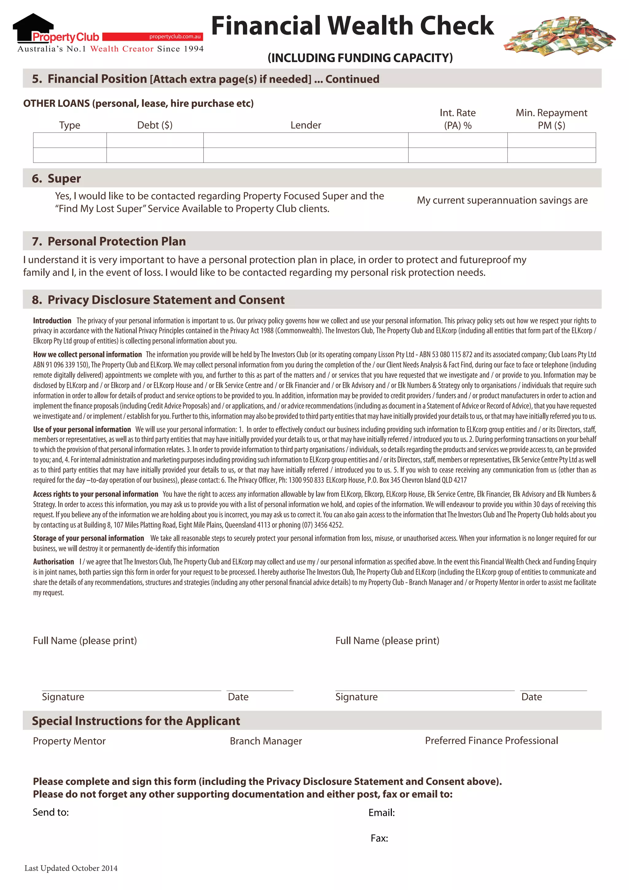 Financial Wealth Check Form Oct14 | PDF