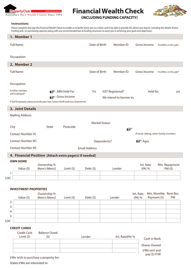 Financial Wealth Check Form Oct14 | PDF