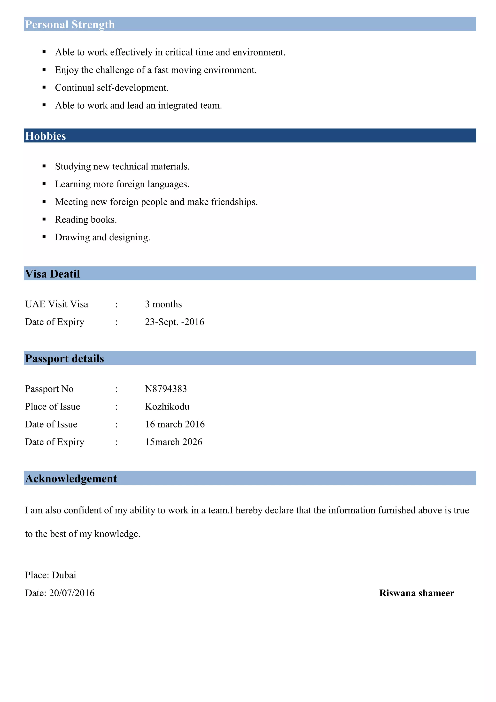 RISWANA SHAMEER RESUME_Final | PDF | Education