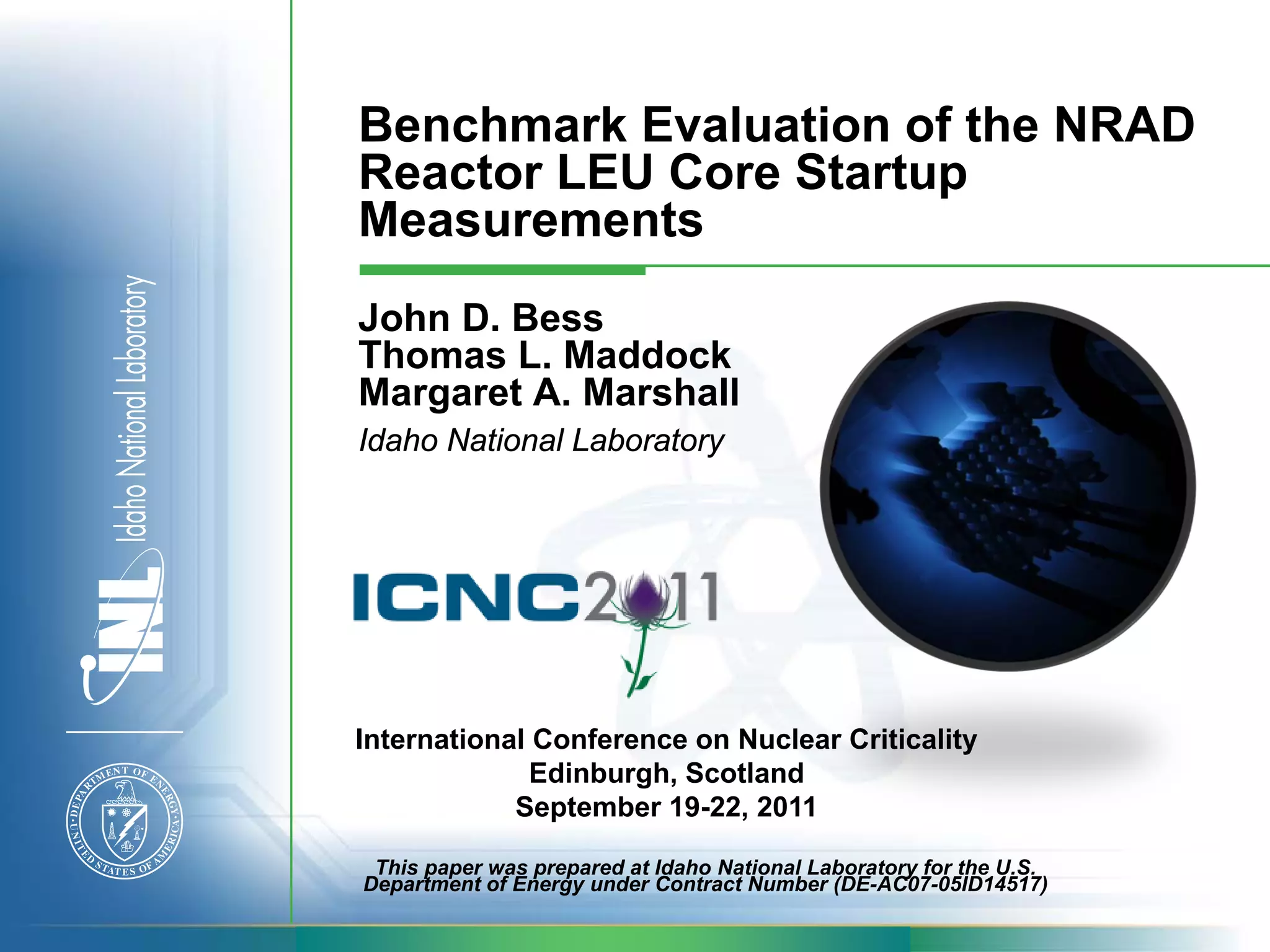 NRAD Reactor Benchmark Update | PPT | Free Download