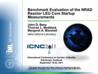 NRAD Reactor Benchmark Update | PPT | Free Download