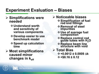 NRAD Reactor Benchmark Update | PPT | Free Download