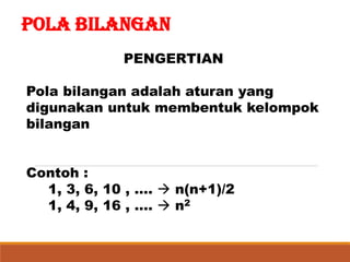 Pola bilangan Untuk Mendapatkan Barisan bilangan | PDF