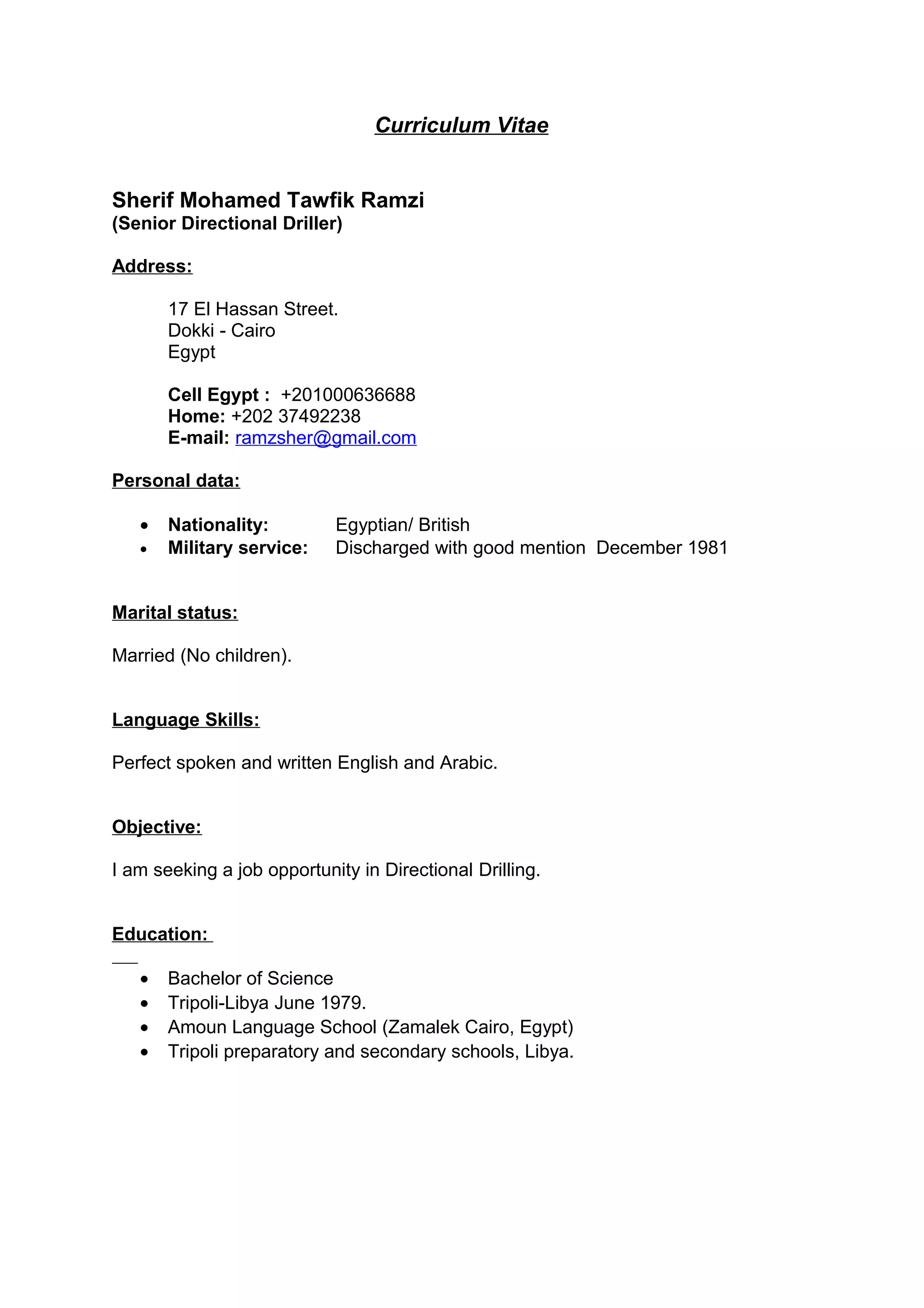 Sherif Ramzi's C.V Jan. 2017 | PDF