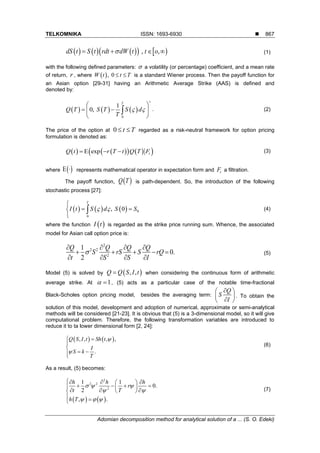 Adomian decomposition method for analytical solution of a continuous arithmetic Asian option ...