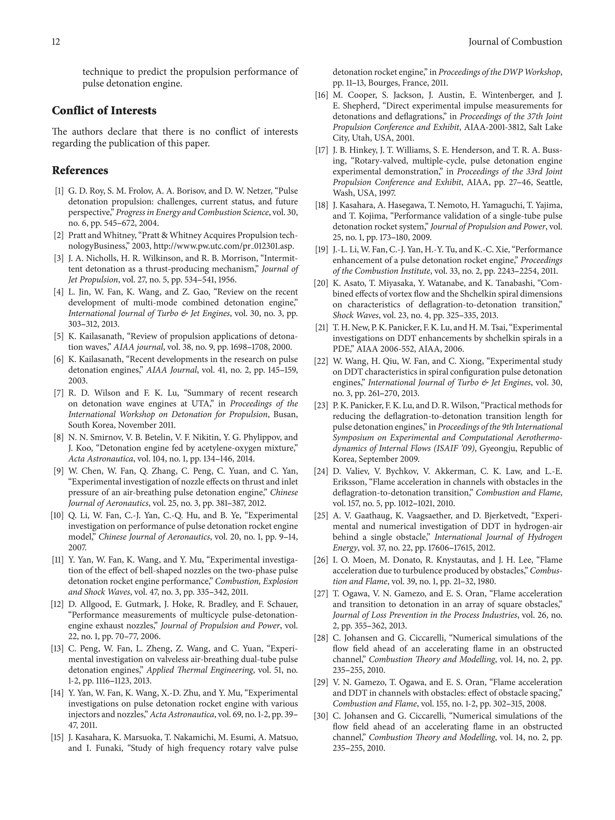 Review on Recent Advances in Pulse Detonation Engines | PDF