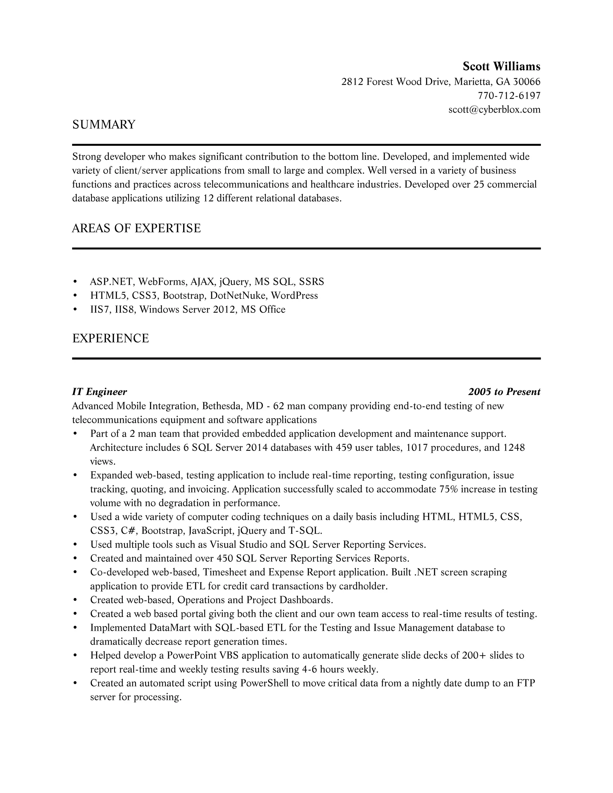 Scott Williams Resume | PDF