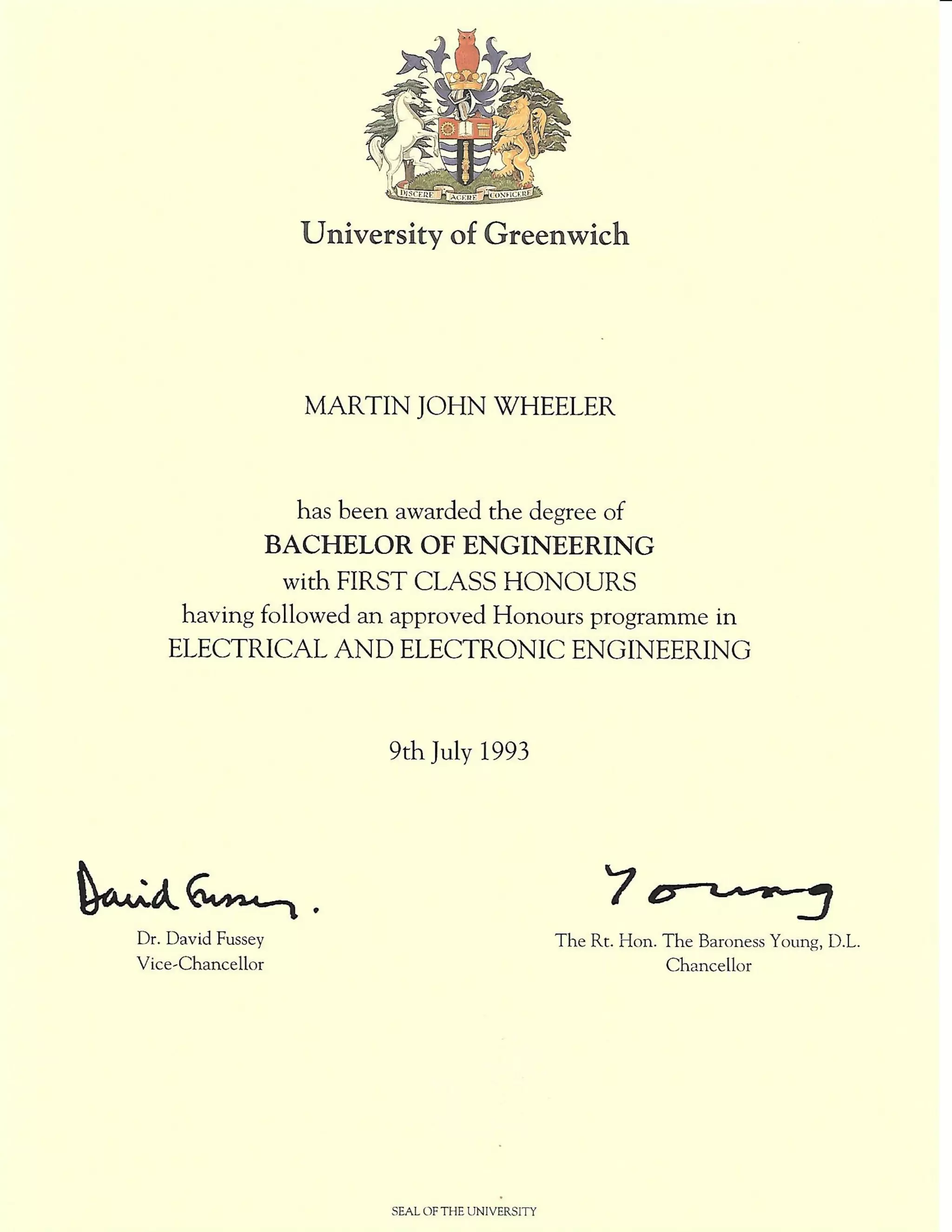 Bachelor Of Engineering 1st Class hons Certificate | PDF ...