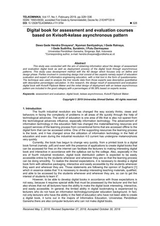 Digital book for assessment and evaluation courses based on Kvisoft-kelase asynchronous pattern ...