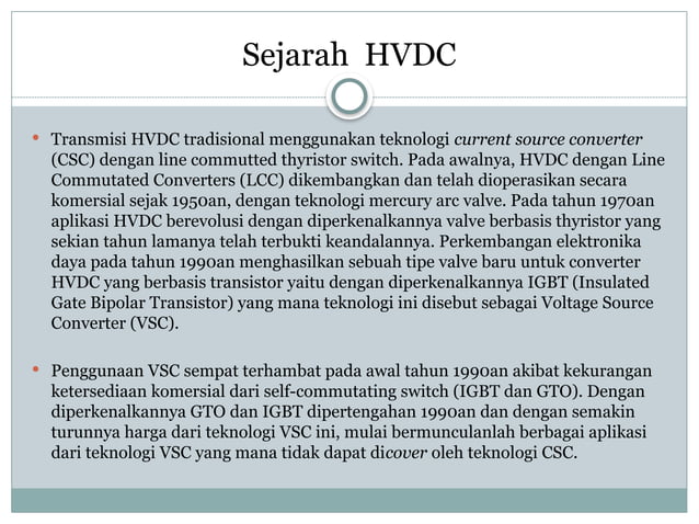 Perkembangan Teknologi HVDC Menggunakan CSC | PPT