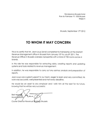Recommendation Letter - Marriott | PDF