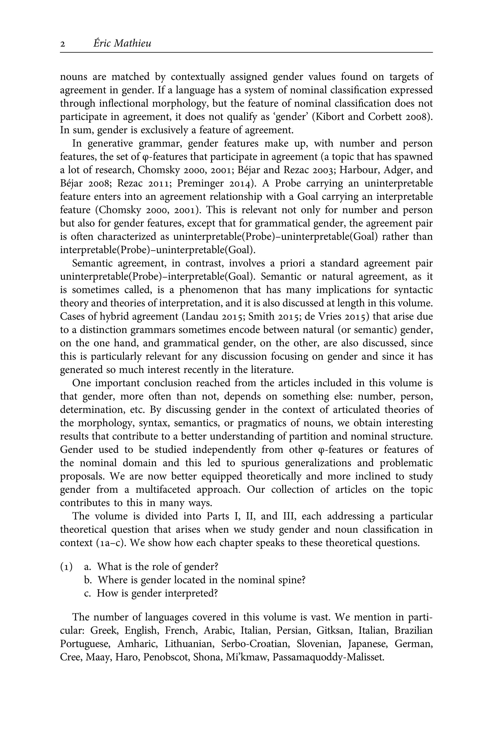 Gender and Noun Classification Éric Mathieu (Editor) | PDF