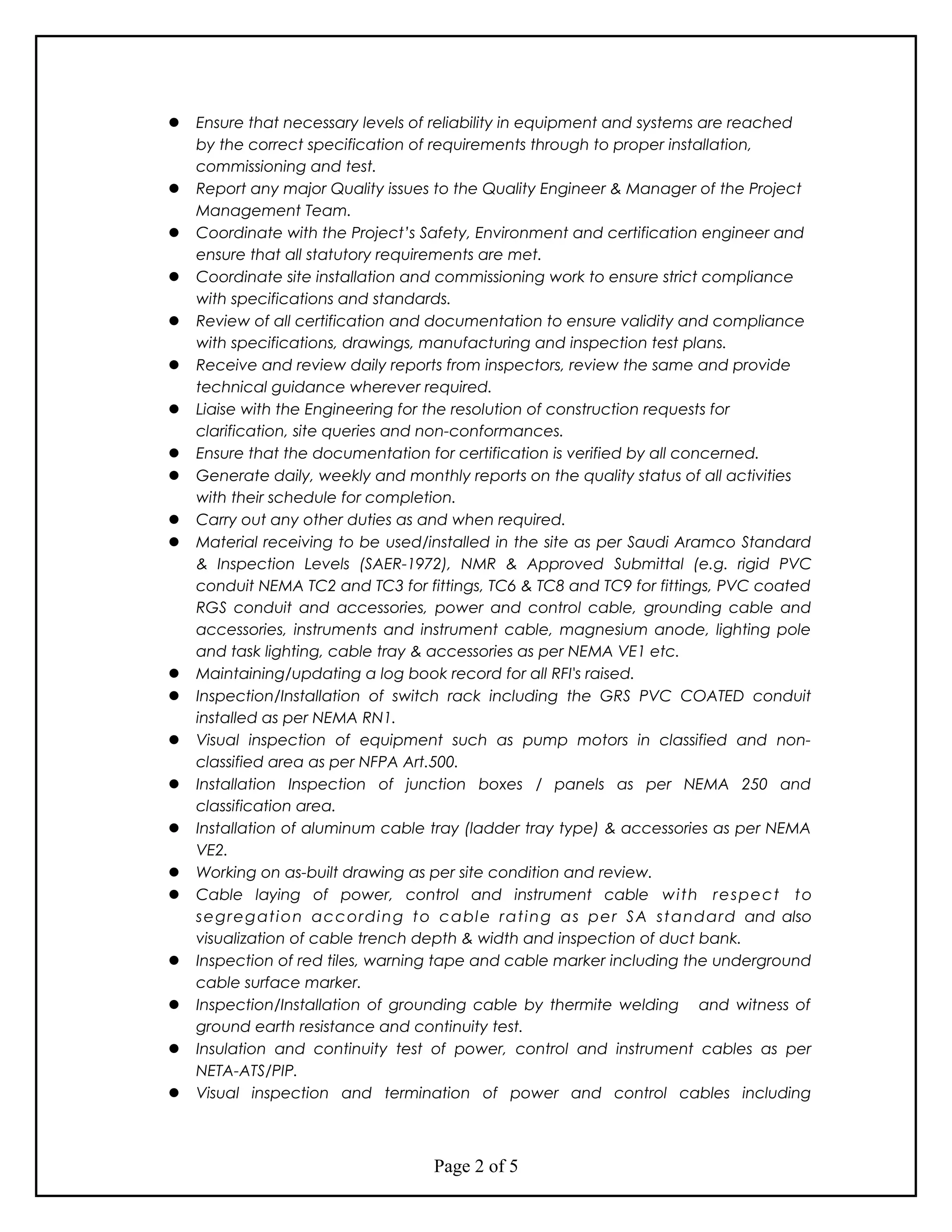 E & I QA QC SUPERVISOR | PDF