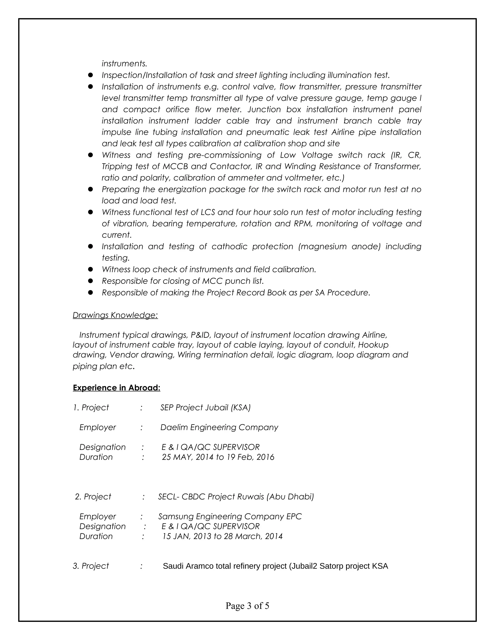 E & I QA QC SUPERVISOR | PDF