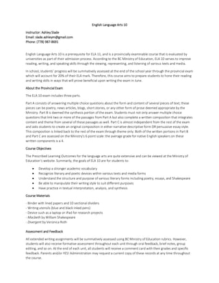 ELA 10 - Syllabus | PDF