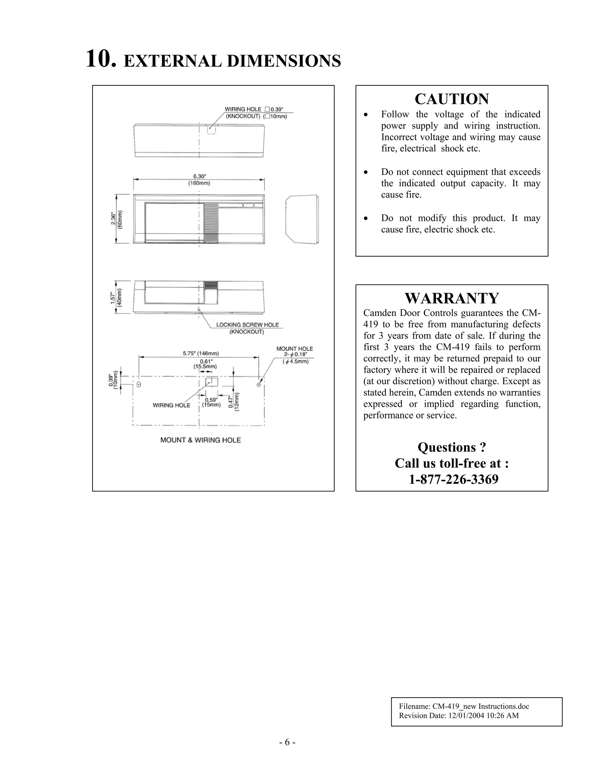Camden 419W Instruction Manual | PDF