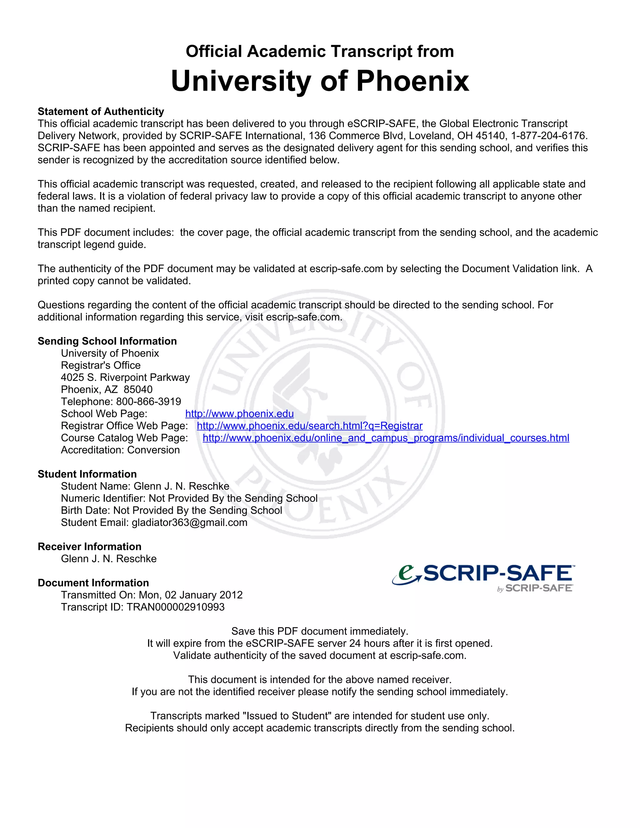 GR-Transcript - UOPHX | PDF