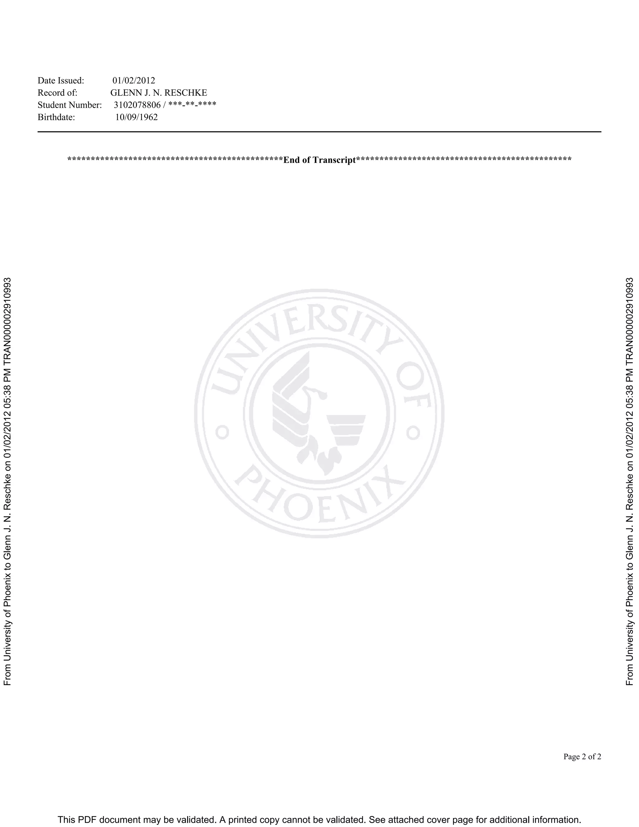 GR-Transcript - UOPHX | PDF