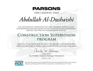 Construction Supervision Certificate | PDF