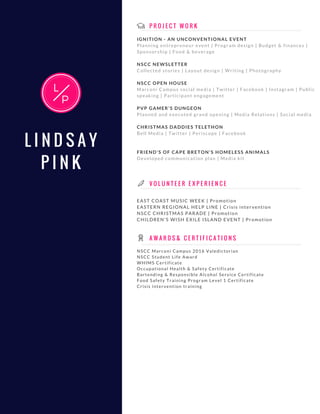 Lindsay Pink Resume | PDF