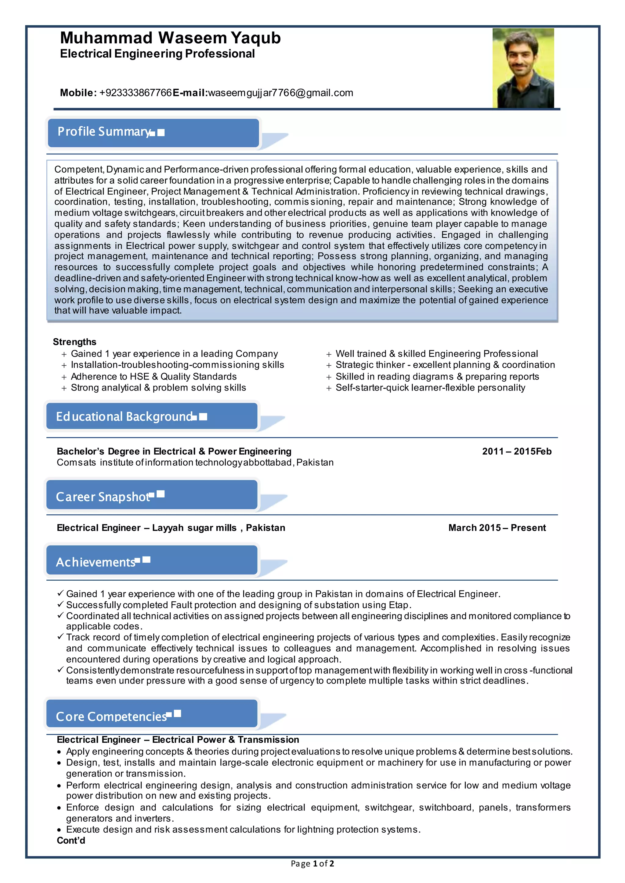 waseem cv word document | PDF