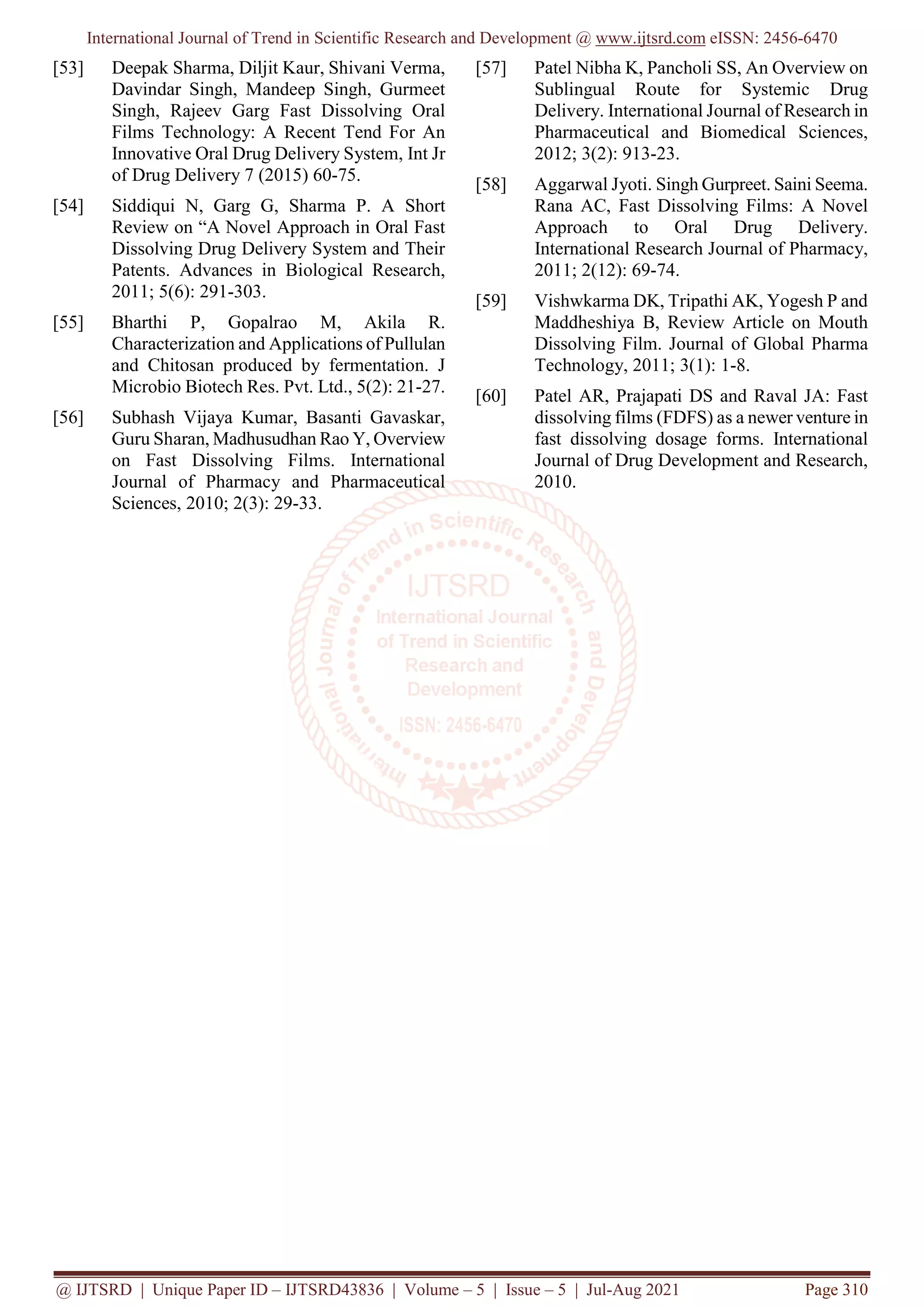 A Review on Fast Dissolving Oral Film | PDF