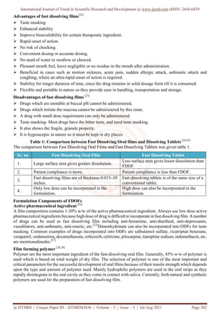 A Review on Fast Dissolving Oral Film | PDF