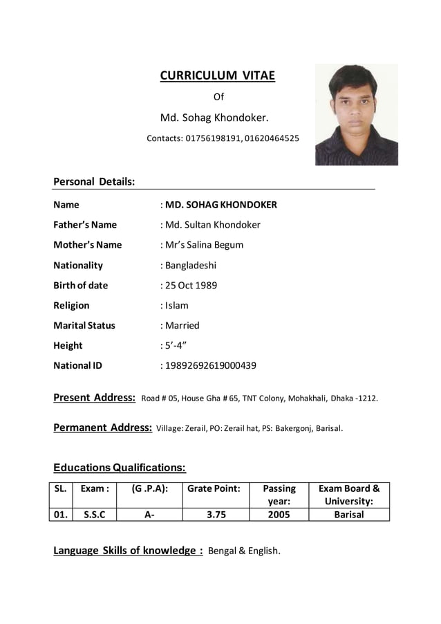 Md.Sohag Khondoker Final ( CV - 2016) | PDF