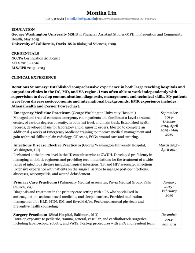 MonikaLinCV070915 | PDF | Infectious Diseases | Diseases and Conditions