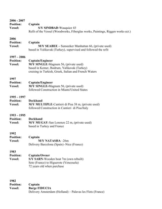 Serapio CV | DOC | Cruises | Travel Type