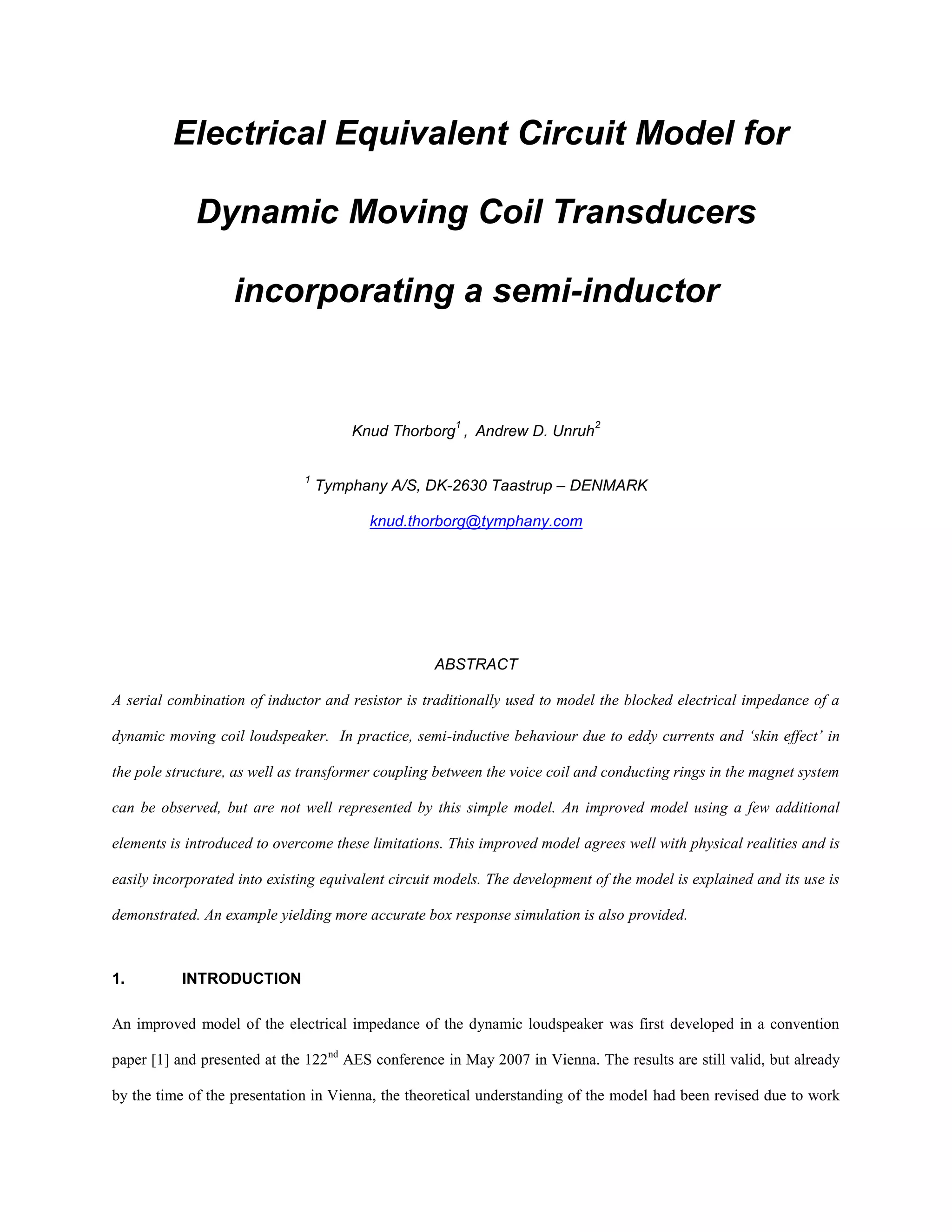 Improved Blocked Impedance Model for Loudspeakers | PDF