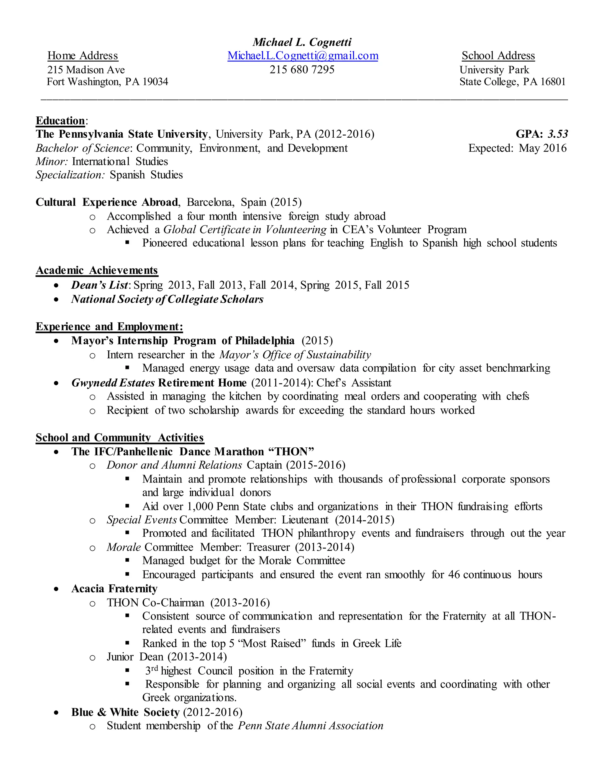 M. Cognetti Resume | DOCX