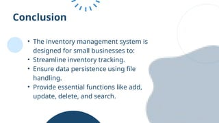 inventory managmnent systeam project slide | PPT | Free Download