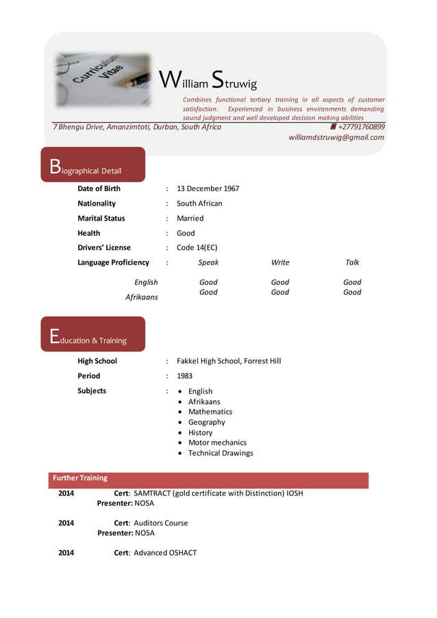 Struwig William CV | PDF