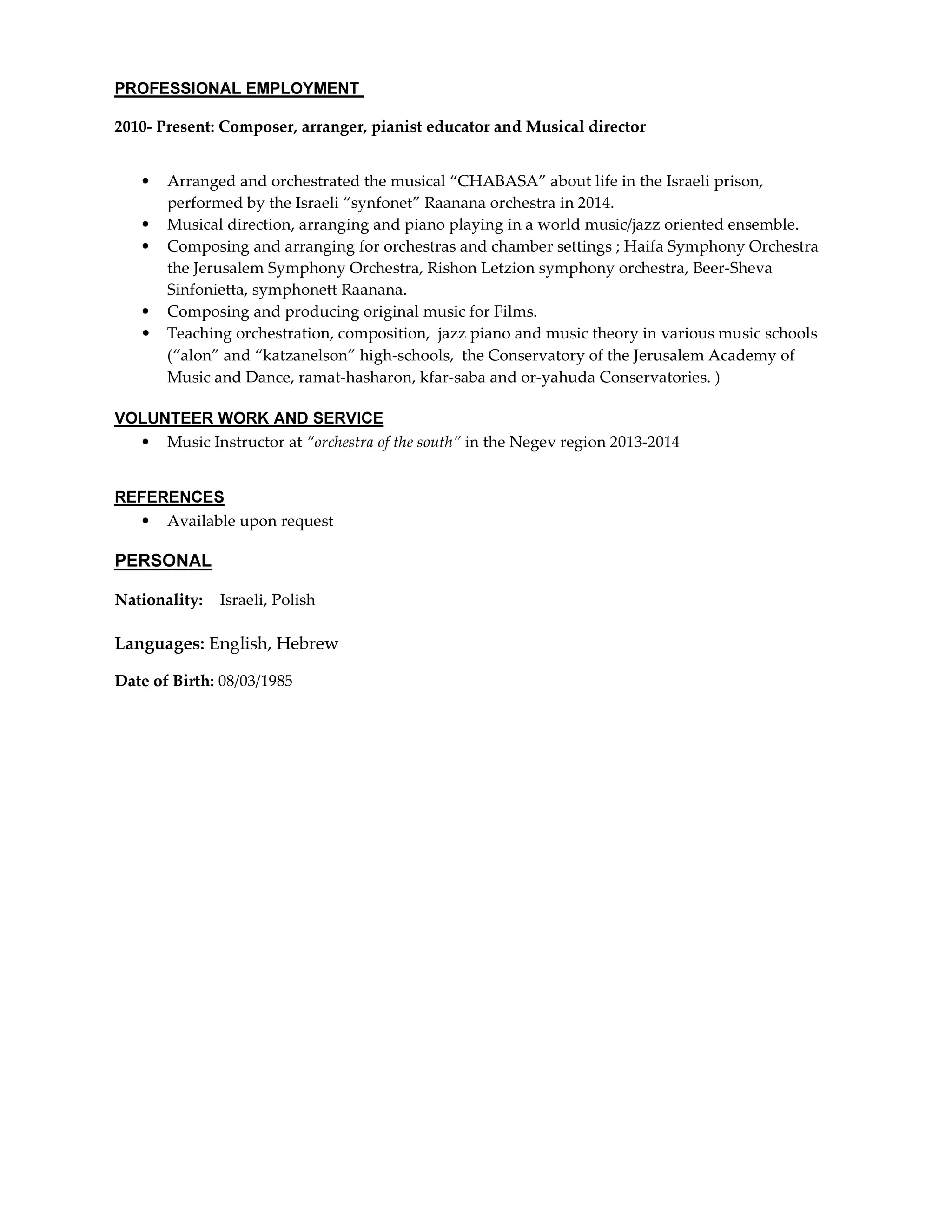 CURRICULUM VITAE Yonatan Shenkar | PDF
