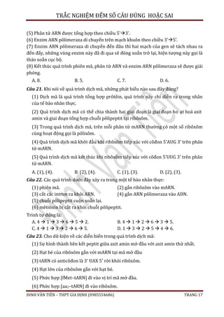 41 cau tn sinh hoc dem dung sai dinh van tien | PDF