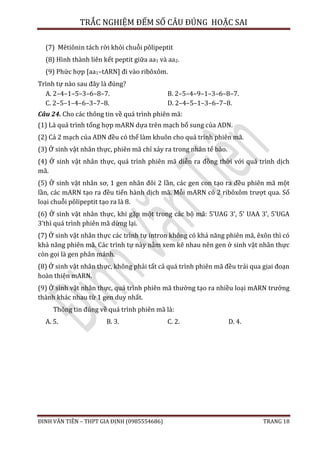 41 cau tn sinh hoc dem dung sai dinh van tien | PDF