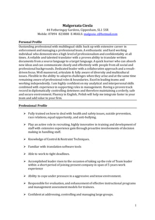 Malgorzata Ciesla CV full | DOCX