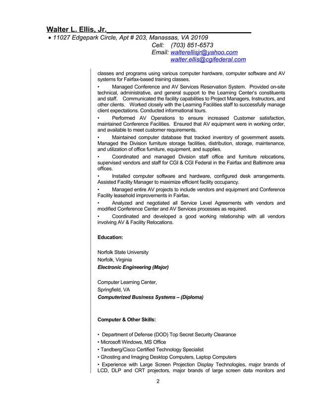 Walter's Resume3 | DOC | Web Conferencing | Computer Software and ...