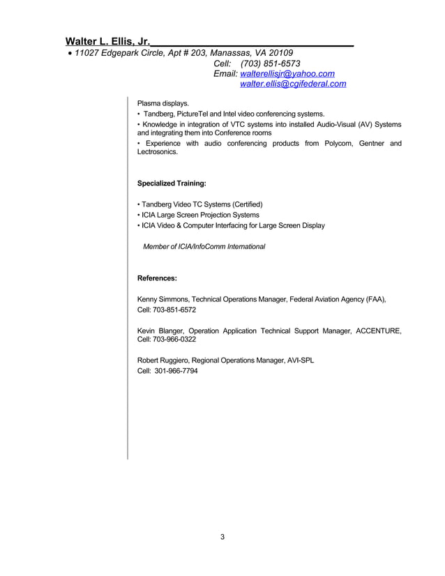 Walter's Resume3 | DOC | Web Conferencing | Computer Software and Applications