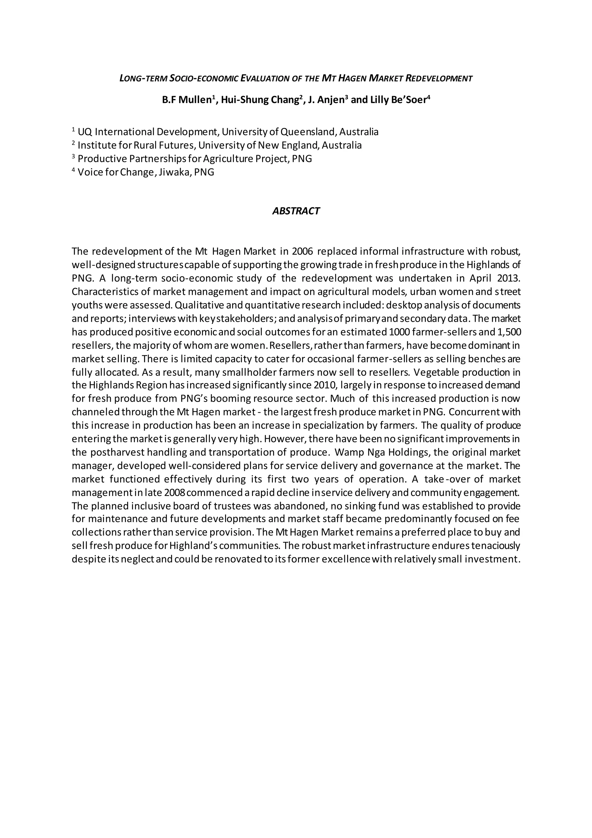 PNG Update Hagen Market Paper Submitted | DOCX